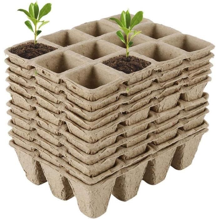 12PCS Bac A Semis Mini Serre, Pots De Semis en Fibre Biodégradable ...