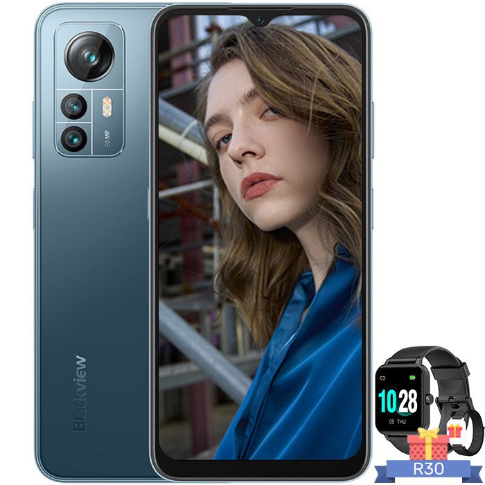 Blackview A85 Téléphone Portable 4G 6.5" 14Go+128Go 4480mAh 50MP NFC/Charge rapide Bleu avec ...