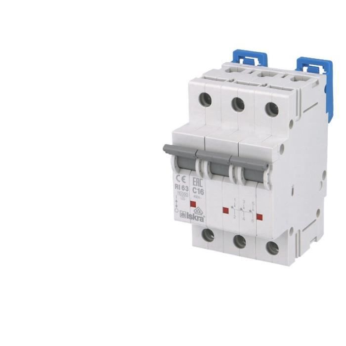 Disjoncteur tripolaire modulaire 16A courbe C Iskra Disjoncteur ...