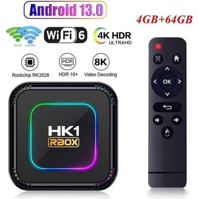 Boitier iptv,Android 13.0 TV Box Quadcore 4Go 64Go Prise en charge 4K ...