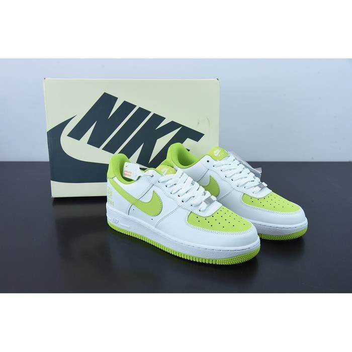 BASKETS Niike-Airs-Forces 1 07 Low White Lime Green AF1234-002 AF1 Airs ...