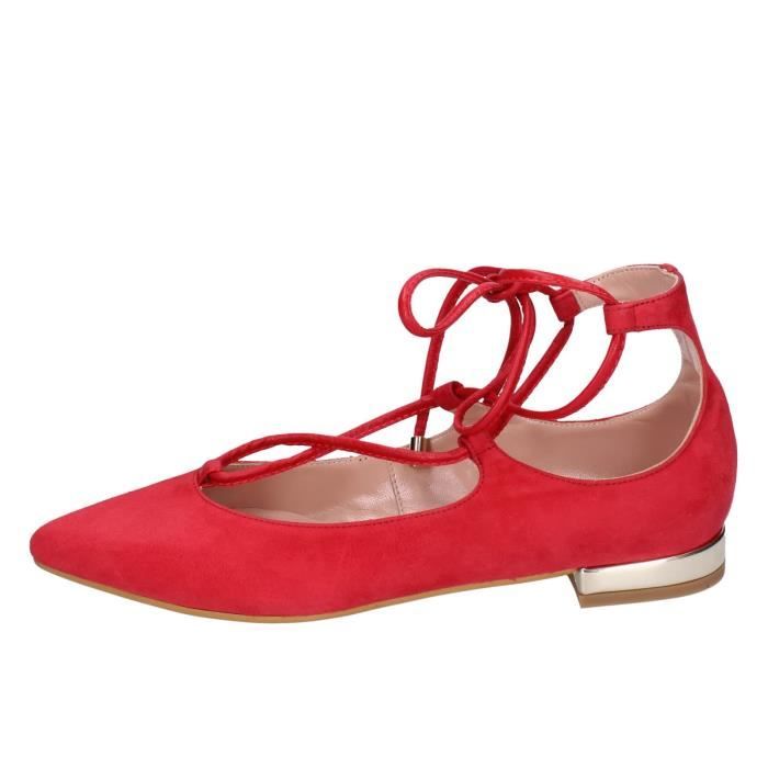 Ballerines Femme en Daim Rouge - POLLINI - BE325 - Lacées - Hiver Rouge ...