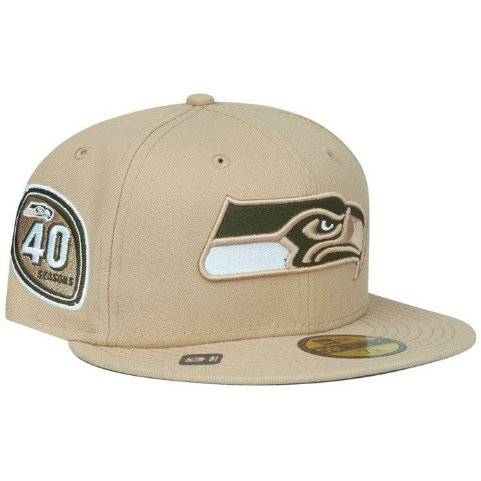 New Era 59Fifty Fitted Cap ANNIVERSARY NFL Teams beige rifle Seattle ...