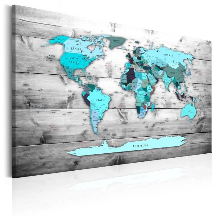 Tableau Cartes du monde World Map: Blue World 60x40 cm - Tableau deco ...