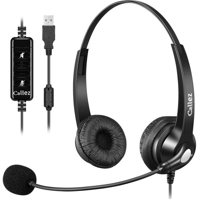Casque Usb Pc Avec Micro Antibruit Et Commandes Audio, Oreillette Pc ...