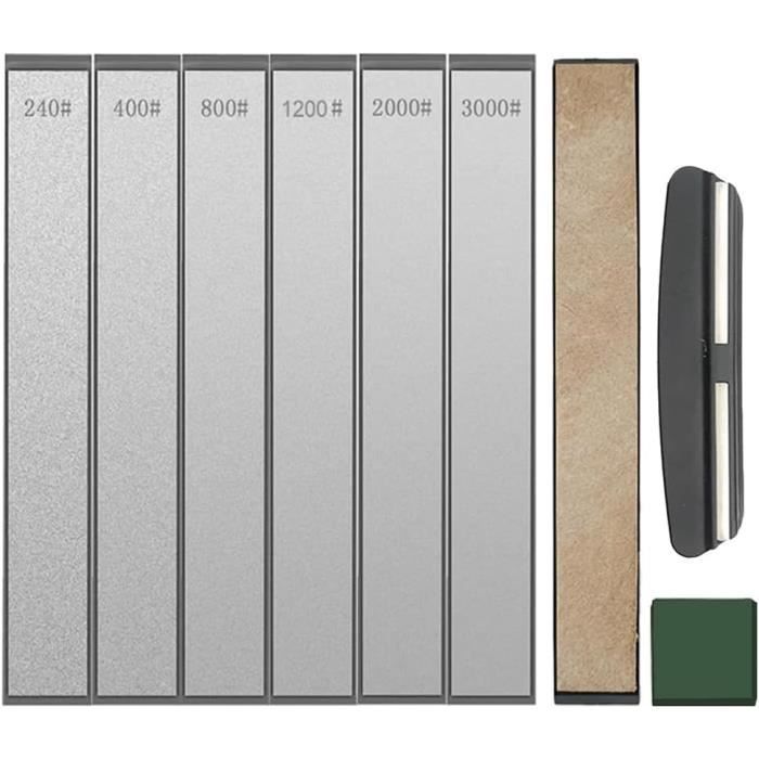 Pierres à Aiguiser Diamant, 6 Pierres à Aiguiser Diamant - 240-400-800-1200-2000-3000, 1 Sangle ...