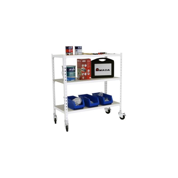 Étagère métallique 3 niveaux - KIT MADERCLICK PLUS - 900x1000x500 mm - Blanc - Bois - 150 kg par ...