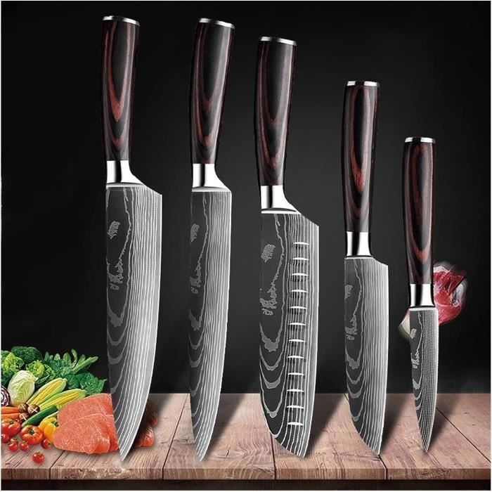 Couteau Chef Couteaux De Cuisine Set Set Damas Modèle Sharp Chef ...