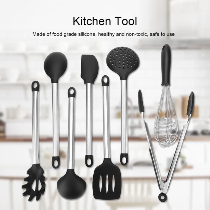 YOSOO Stainless Steel+Food Grade Silicone Cooking Utensil, Kitchen Utensil Set, Kitchenware for ...