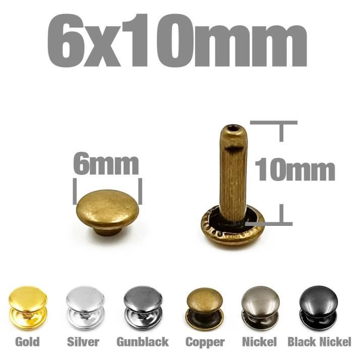 RIVET,6x10mm-Rose Gold--Double capuchon métallique Rivets, clou rond ...