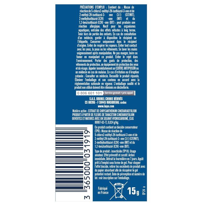 Gel appât formicide 15g Idéal pour éliminer les fourmis,à l'intérieur ...