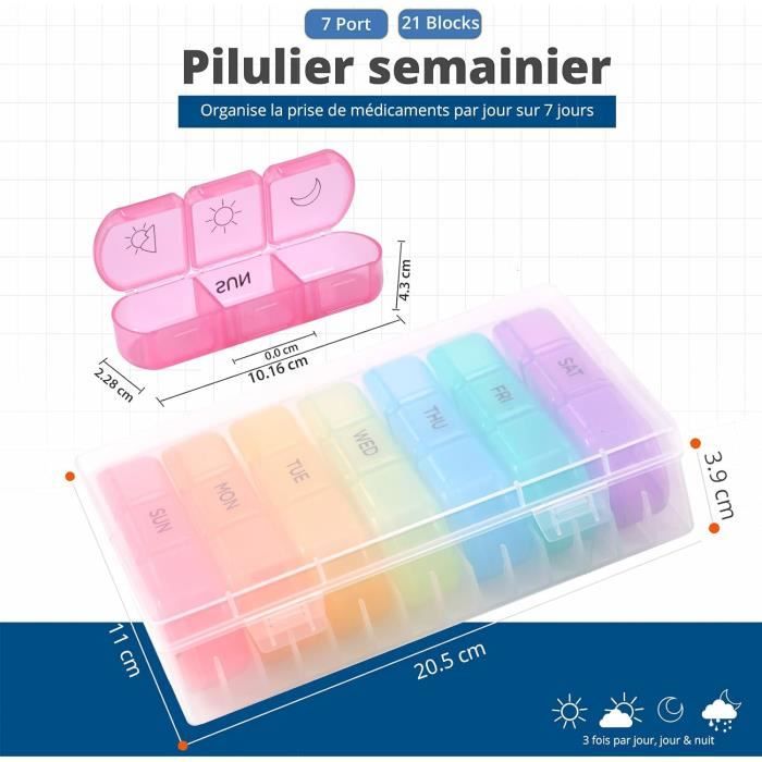 Pilulier Semainier, Pilulier Semainier Français Matin Midi Soir, Grand ...