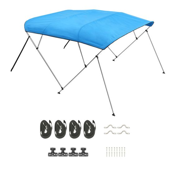 Bimini pour Bateau à 4 Arceaux-Duoku-243x137x170-182 cm-Taud de Soleil ...