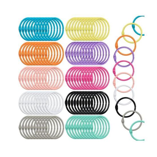100 Pièces Anneau de Reliure, 30mm Colorés Anneaux de Livre en Métal ...