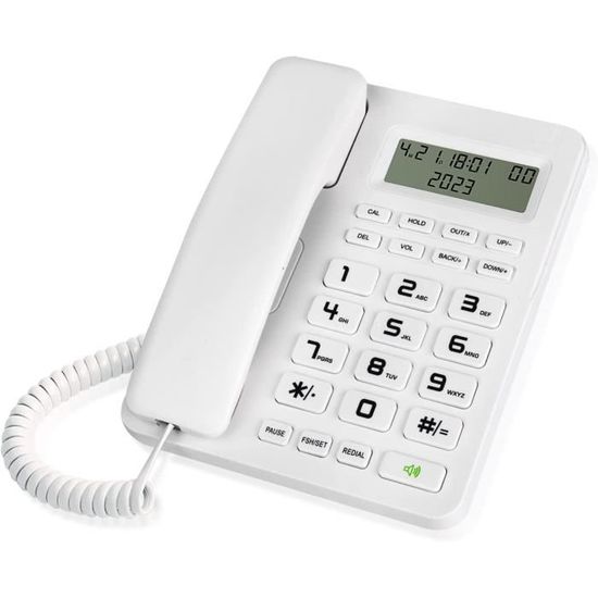 Téléphone Fixe Filaire De Bureau Avec Identification De L'Appelant Compatible Dtmf-Fsk, Haut ...