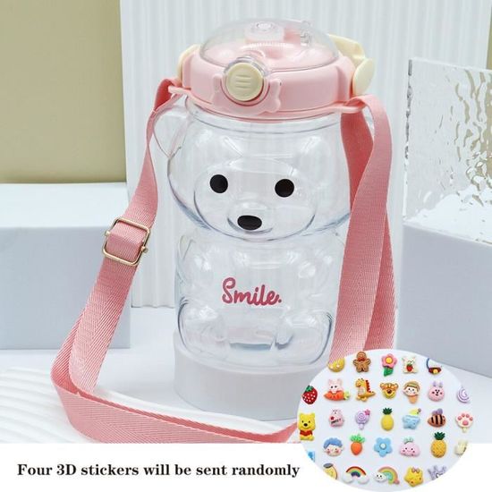 Gourde,bouteille d'eau grande capacité avec paille pour fille, bouilloire ours de voyage, tasse ...