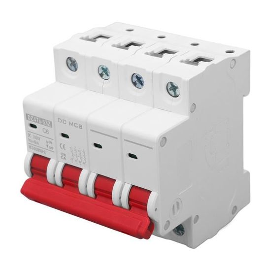 Tbest Disjoncteur CC Interrupteur de Protection de Circuit, 4P 6A DC Disjoncteur 6000A Capacité ...