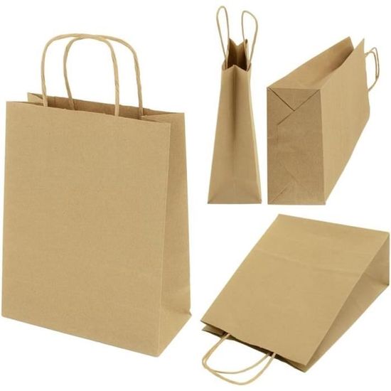 ® Braun Lot De 50 Sacs En Papier Avec Anse – 18 X 22,5 X 8 Cm, Sac De ...