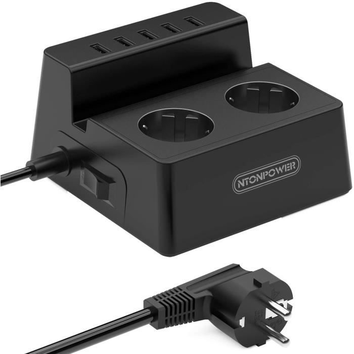 Multiprise usb verticale avec 2 prises et 5 ports usb avec la ...