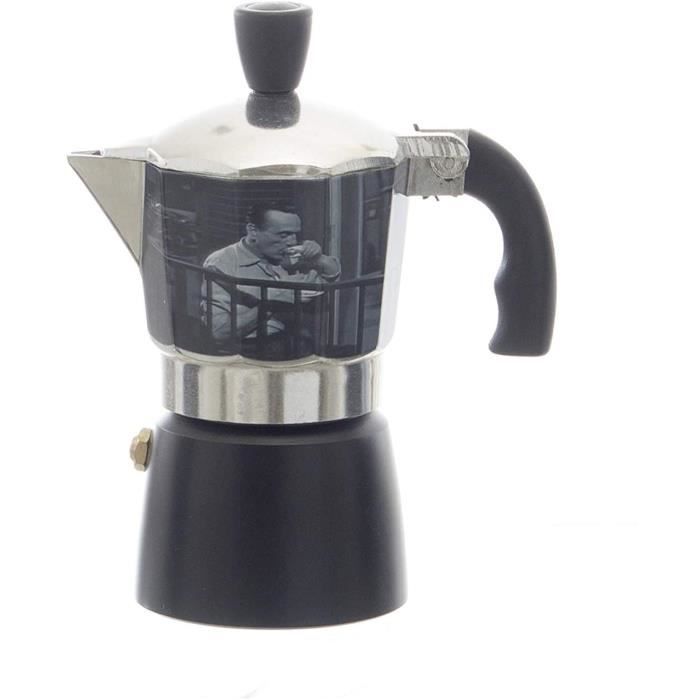 Cafetière 1 tasse eduardo moka machine à café en aluminium argenté noir ...