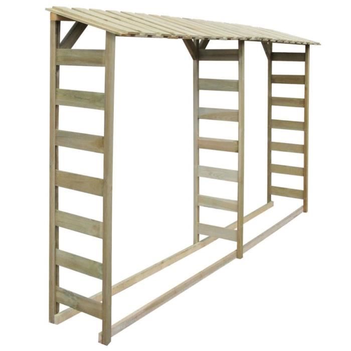 SIB Double abri de stockage du bois 300 x 44 x 176 cm Pin imprégné ...
