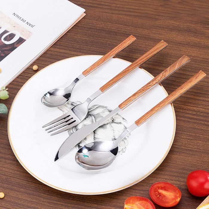 Couverts de Table 4 personnes, 16 Pièces de Couverts de Table en Acier ...