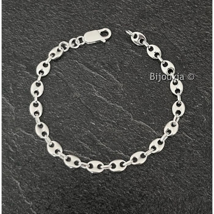 Bracelet Maille Grain De Café - Argent - 925/000 - 18 cm - 5,5 mm - 7 ...