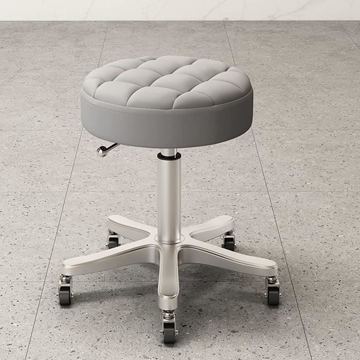 WEYE-Tabouret roulant sur roulettes en cuir synthétique rond réglable ...