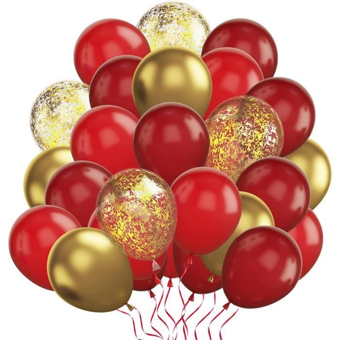 Jukyl Ballons En Or Rouge, 30 Pcs Ballon Anniversaire En Or Rouge ...