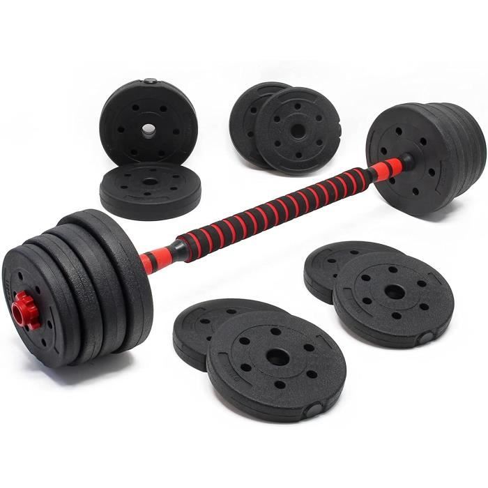 Kit d'haltères Courts Longs 30kg Set 2en1 avec 16 Disque de Musculation ...