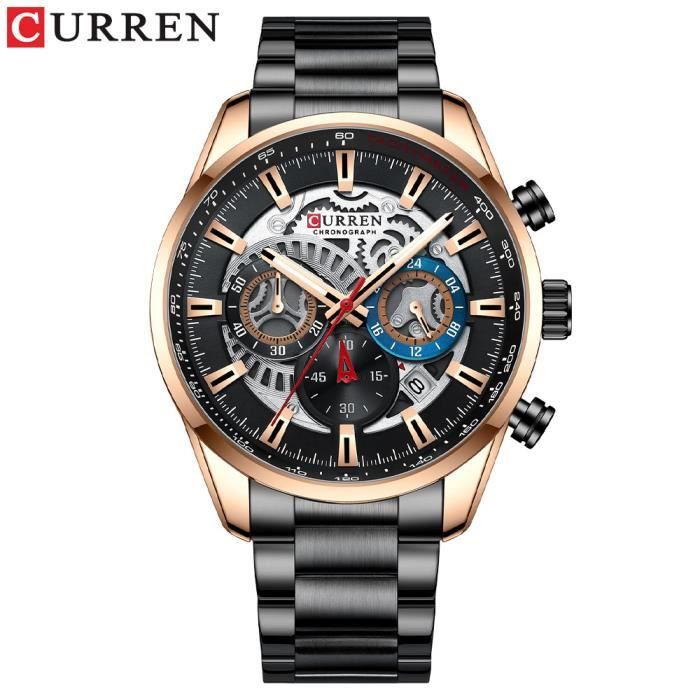 CURREN®MONTRE BRACELET à Quartz pour homme, en acier inoxydable, avec ...