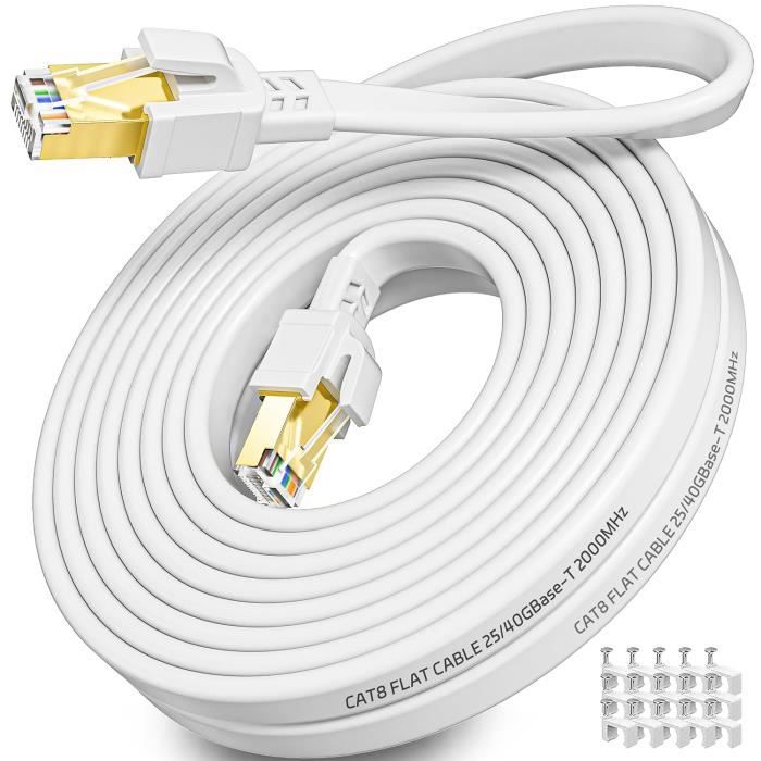 Cable RJ45 15m Cat 8, Cable Ethernet Haut Debit Cable Internet 15m ...