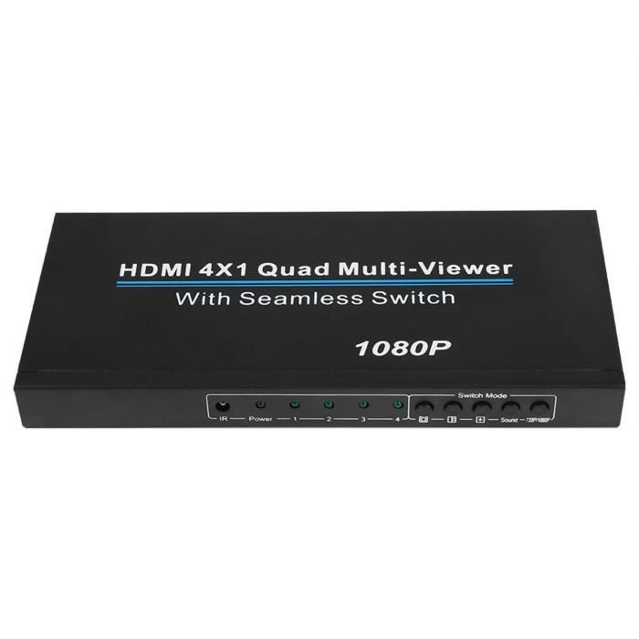 HURRISE Multi-visionneur Quad HDMI 4 * 1 Multiviewer HDMI 4 en 1 Écran Quad HDMI1.3a / HDCP1.2 ...