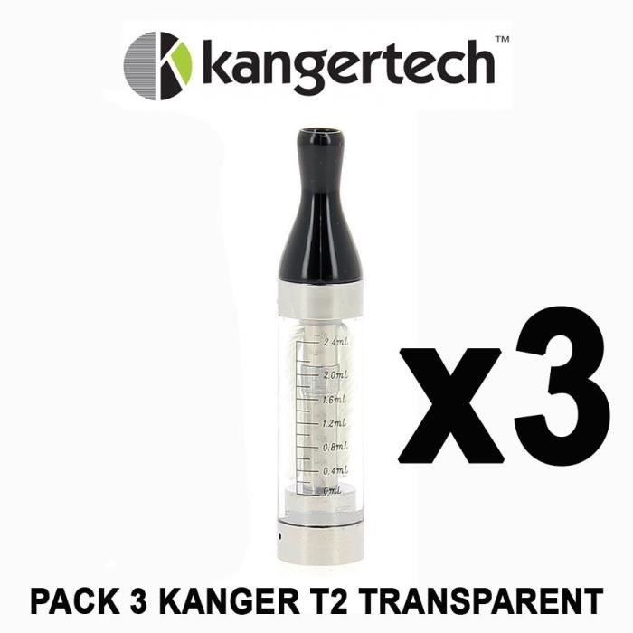 PACK 3 KANGER T2 - TRANSPARENT - 2,4ml – 1,8 ohm. 3 Atomiseurs ...
