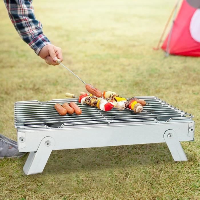 Gril à charbon de bois, barbecue portable pliable, petit barbecue, petits outils de gril en ...