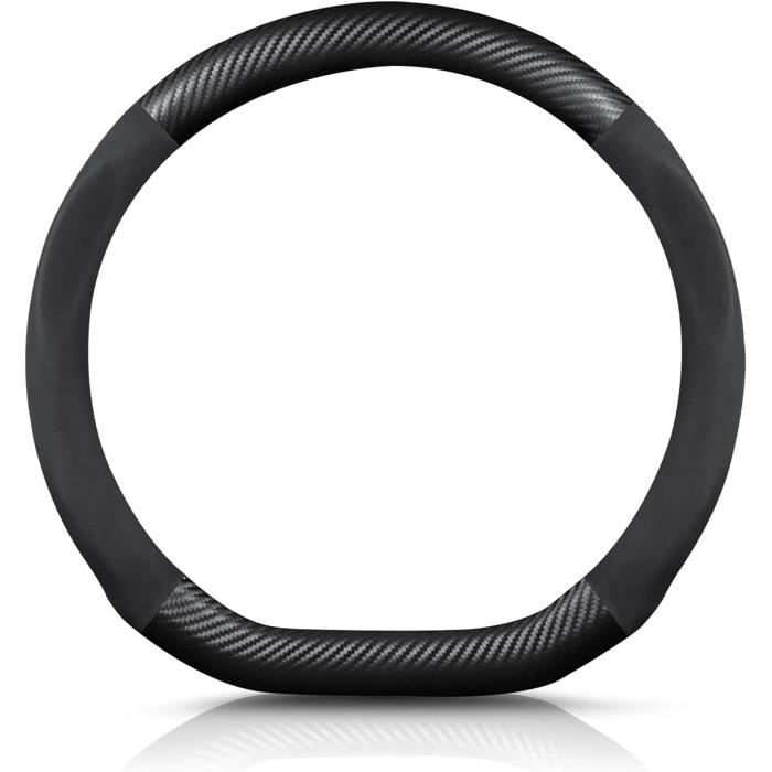 D-Forme Fibre De Carbone & Microfibre Pu Cuir Couvre Volant Antidérapant Couvre Volant Voiture ...