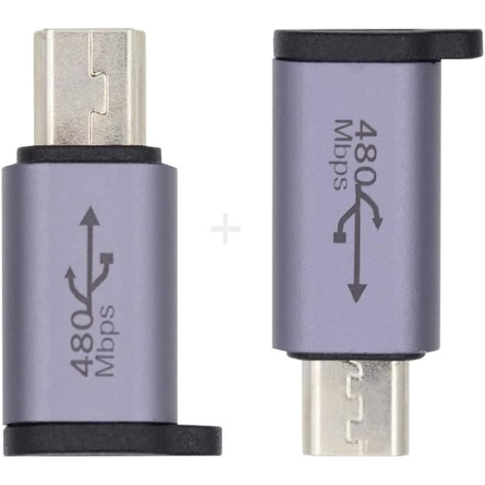 Usb-C Usb2.0 Type C Femelle Vers Micro Mini Usb Mâle Alimentation ...