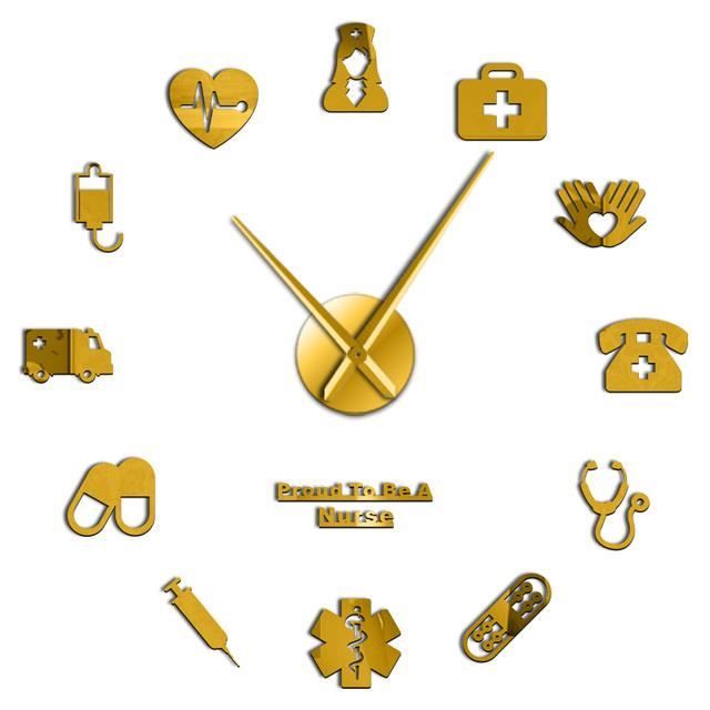 HORLOGE - PENDULE,Gold-47 Inch--Grande horloge murale 3D silencieuse ...