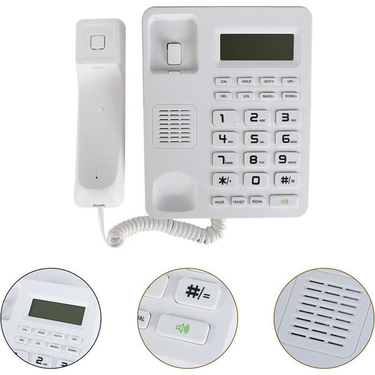 Téléphone Fixe Filaire De Bureau Avec Identification De L'Appelant Compatible Dtmf-Fsk, Haut ...
