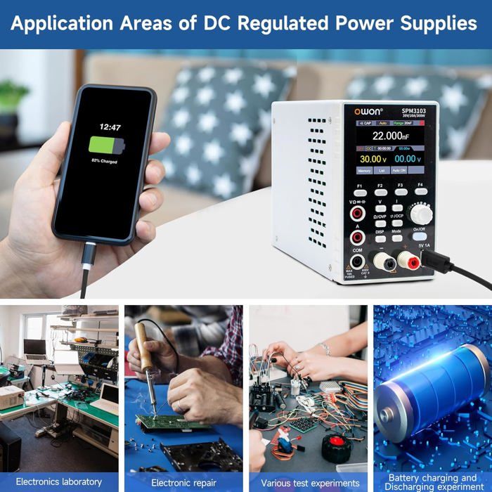 SPM3103 Alimentation 2 en 1 et multimètre (0-30 V, 0-10 A) Alimentation CC variable ...