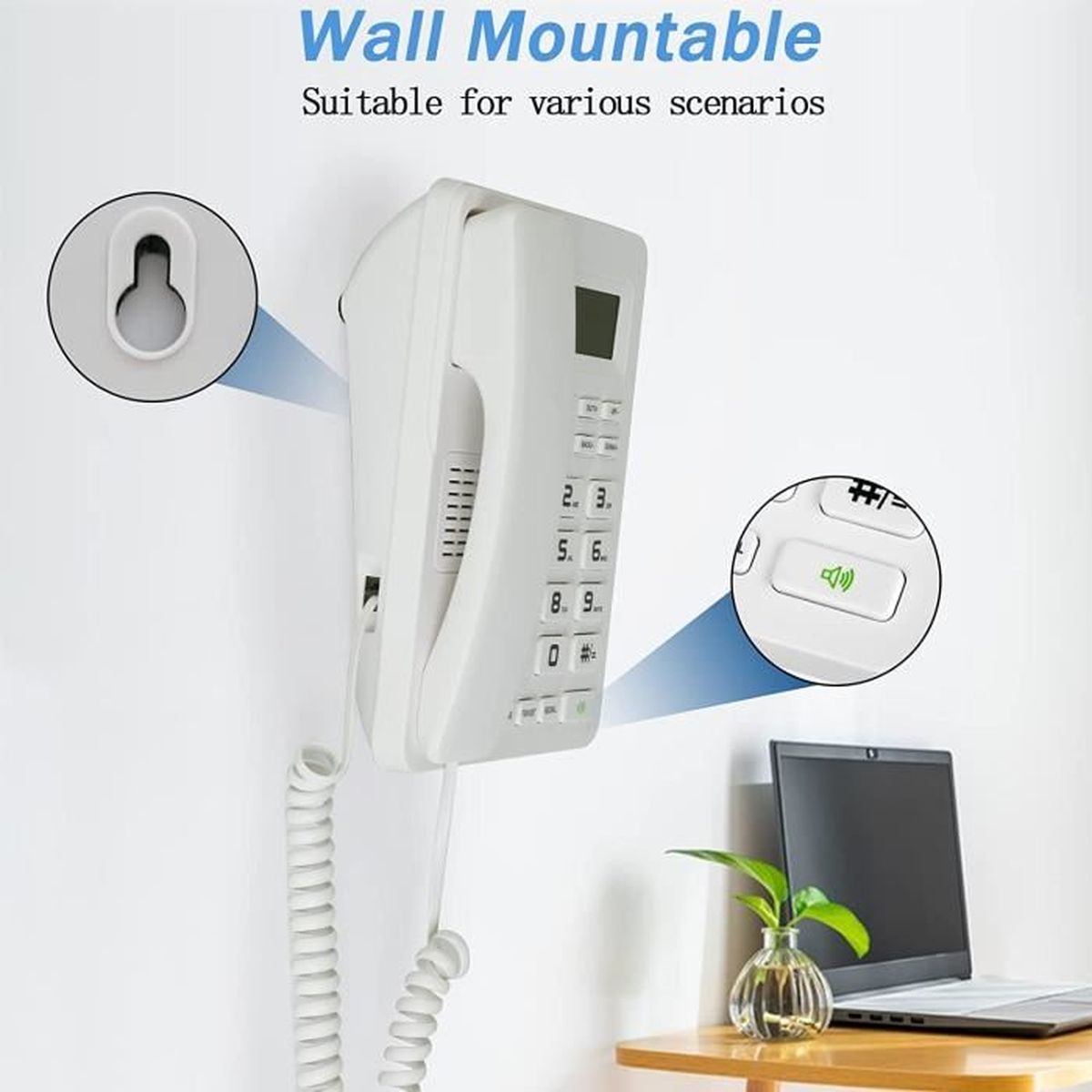 Téléphone Fixe Filaire De Bureau Avec Identification De L'Appelant Compatible Dtmf-Fsk, Haut ...