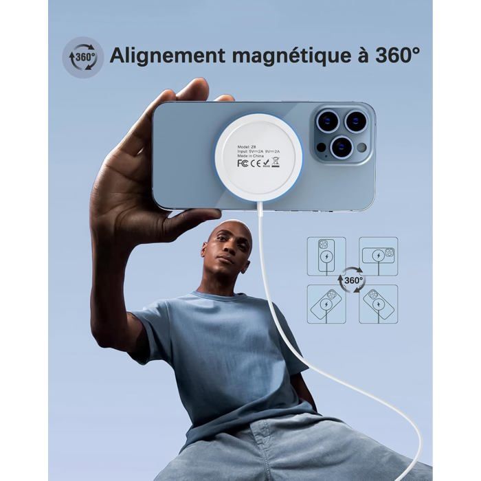 Chargeur Induction Iphone, 15W Mag-Safe Fil Pour Iphone 17 Pro Max/17 ...