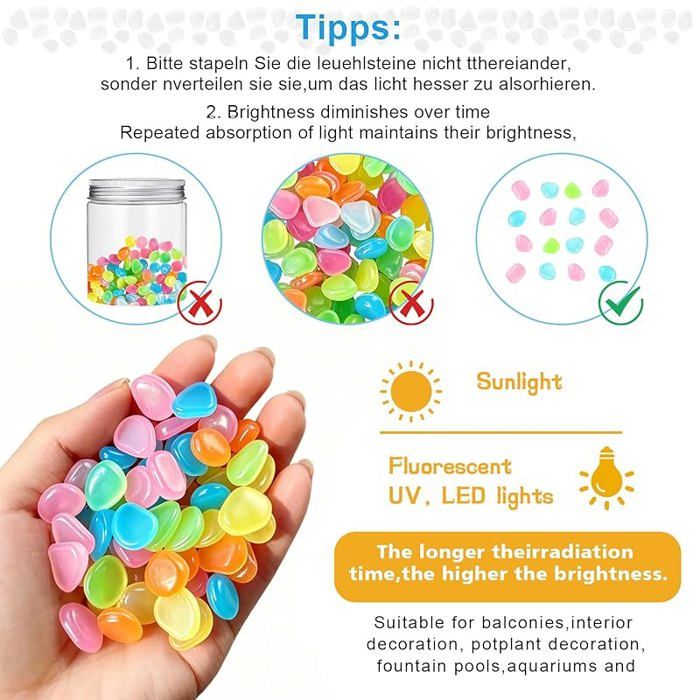 500 Pièces Cailloux Lumineux Galets Brillants Décoratifs Pierres ...