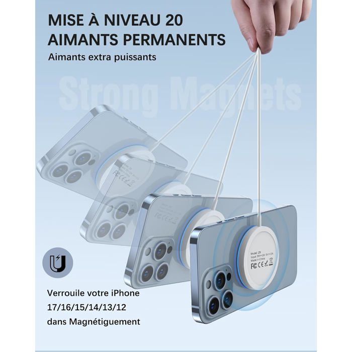 Chargeur Induction Iphone, 15W Mag-Safe Fil Pour Iphone 17 Pro Max/17 ...