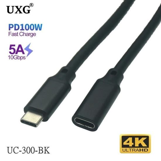 3M - UC-300-BK - Câble d'extension USB type-c PD100W 5A mâle-femelle 3. ...