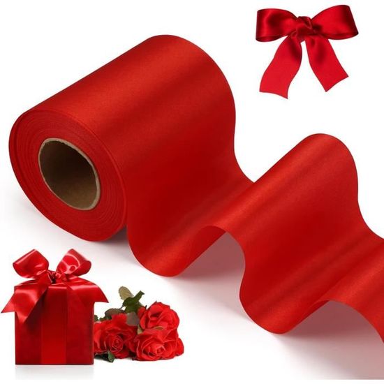 22 m Rouge Ruban de Satin, Ruban Satin Rouge 10 cm de Large, 1 Rouleaux ...