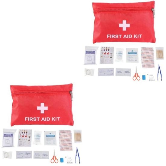 2 Ensembles Kit de premiers soins assortis Pack de survie portable Kit d'urgence en plein air ...
