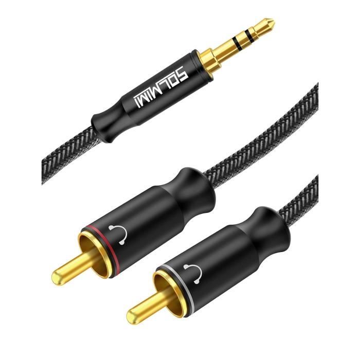 Câble RCA vers jack 3,5 aux cinch Pr 3,5 mm vers 2x pr RCA Câble stéréo pour platines, haut ...