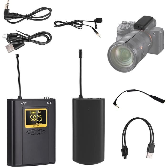 TELAM Microphone lavalier sans Fil2,4G système de Microphone sans Fil Compact 20 canaux ...