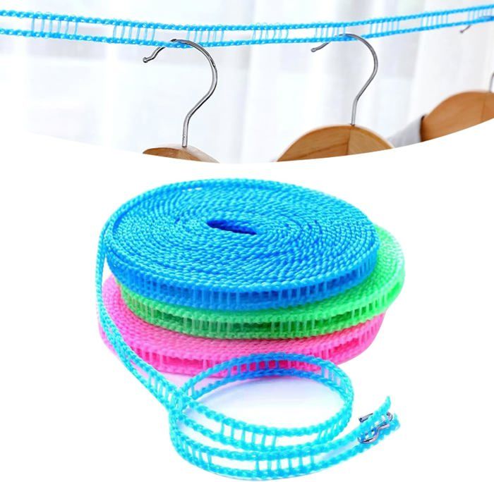Lot de 3 Corde a Linge Nylon 10M Corde Linge Antidrapante Portable ...